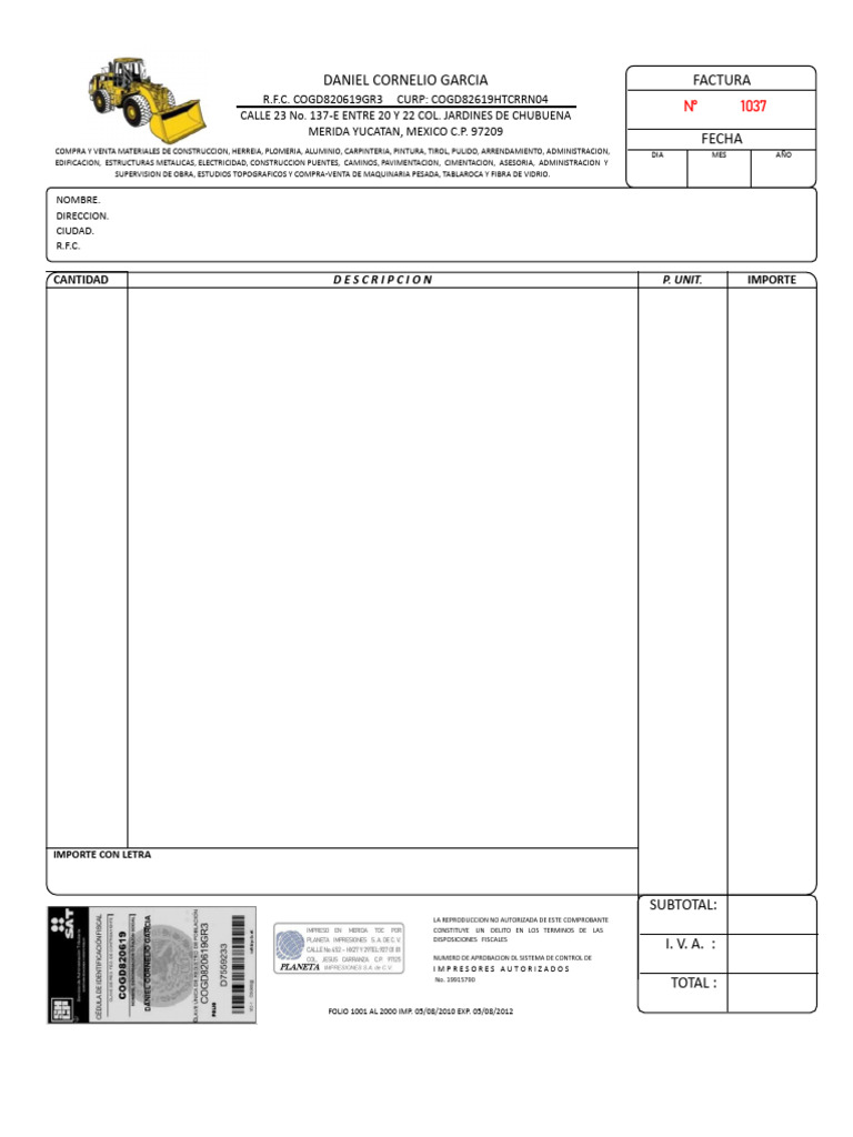Factura de Daniel Cor - Editable2025 | PDF