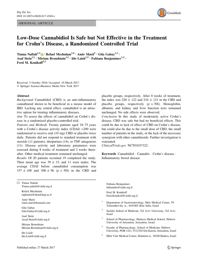 Low-Dose Cannabidiol Is Safe But Not Effective in The Treatment | PDF