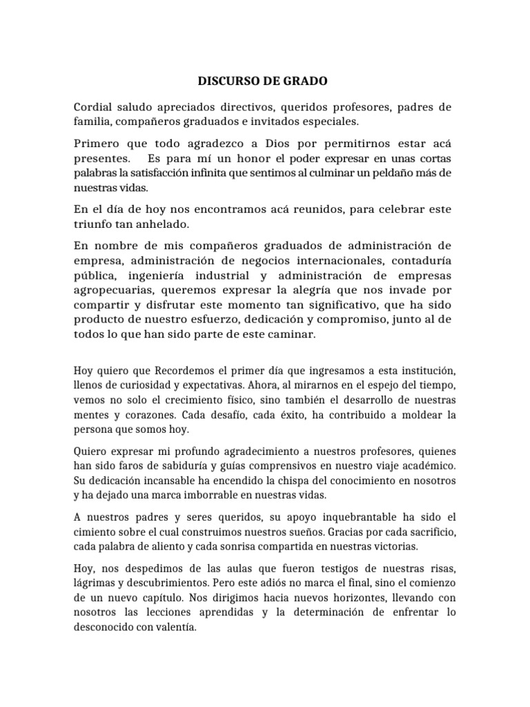 Discurso de Grado | PDF