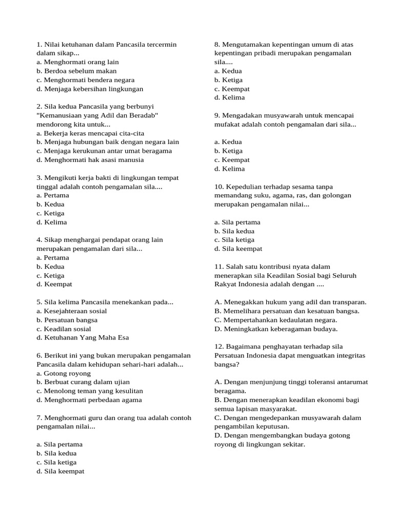 Soal PKN Bab 1 | PDF