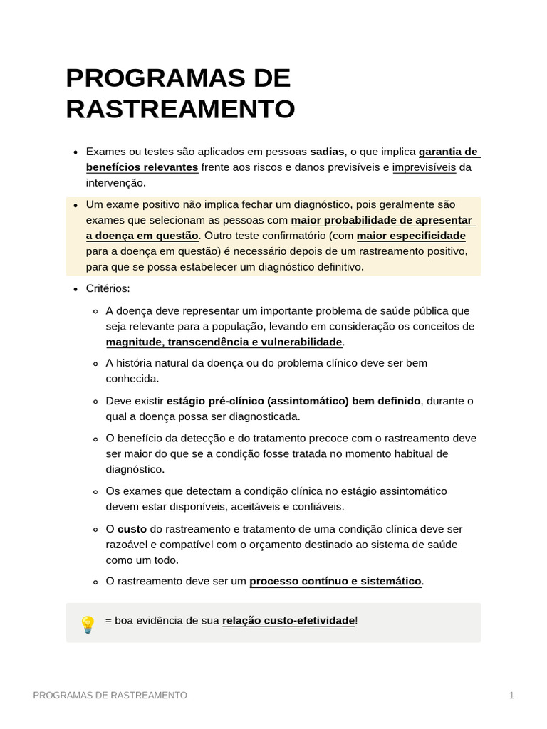Programas de Rastreamento | PDF