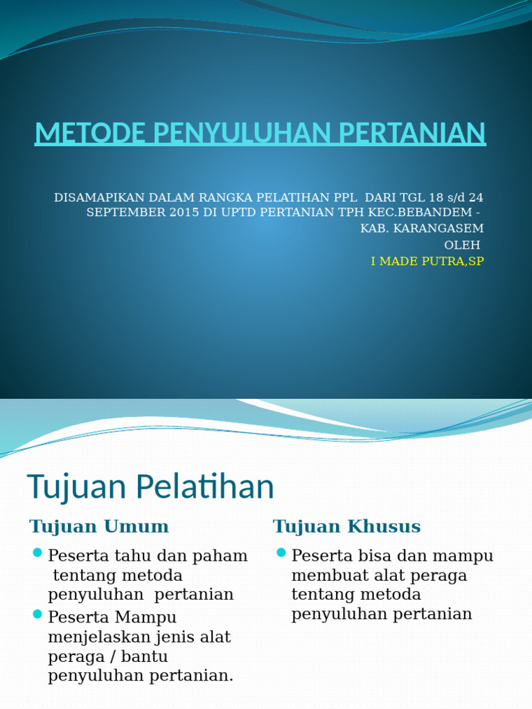 Metode Penyuluhan Pertanian | PDF