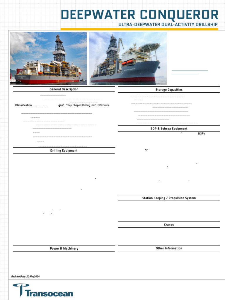 Deepwater Conqueror | PDF | Crane (Machine) | Engines