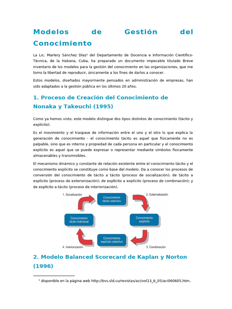 Modelos de Gestion Del Conocimiento | PDF | Business | Negocios