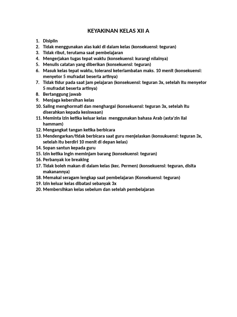 Keyakinan Kelas Xii A | PDF