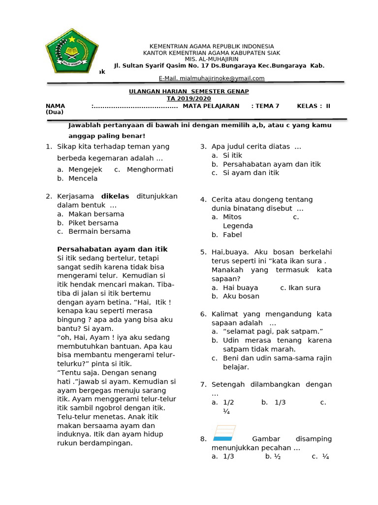 SOAL UH TEMA 7 | PDF