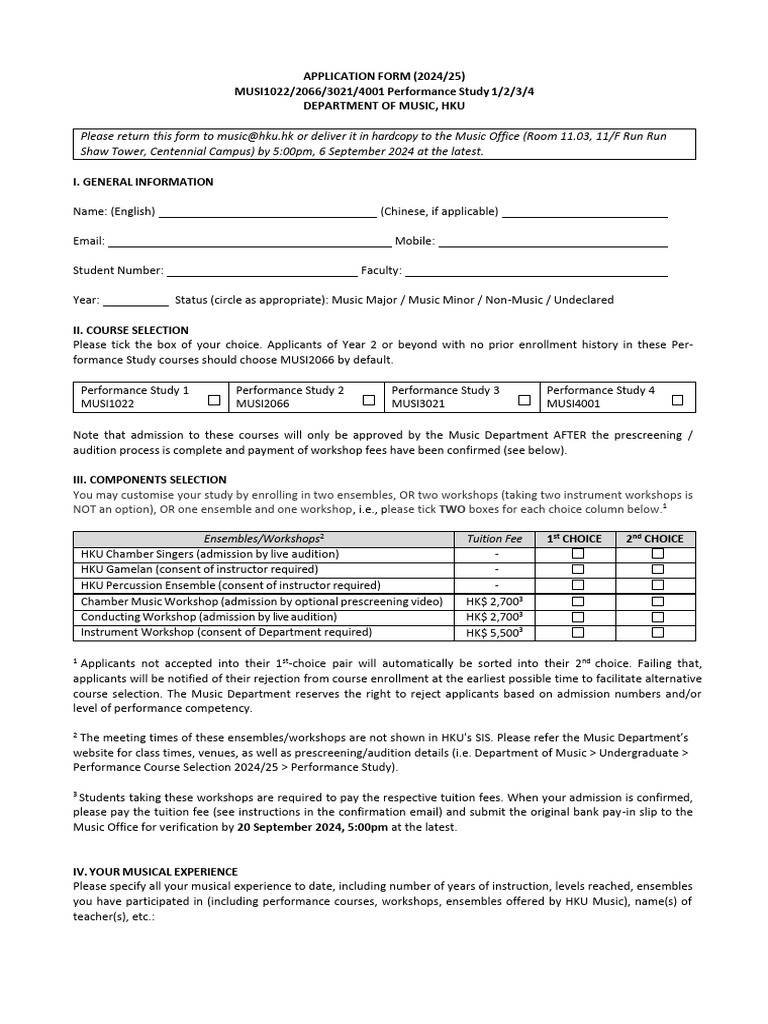 Performance Study Form 2024 25 Vivian | PDF
