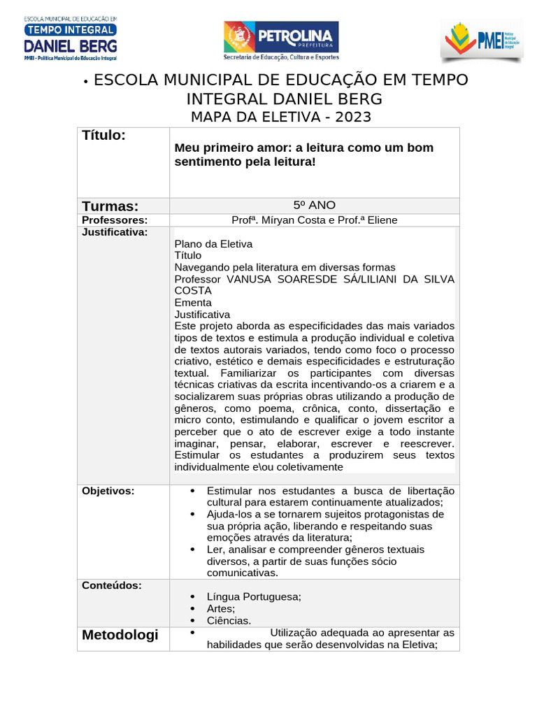 Mapa Da Eletiva Segundo Semestre | PDF