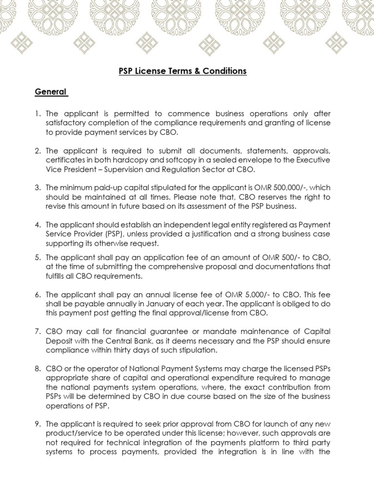 PSP License Terms and Conditions | PDF