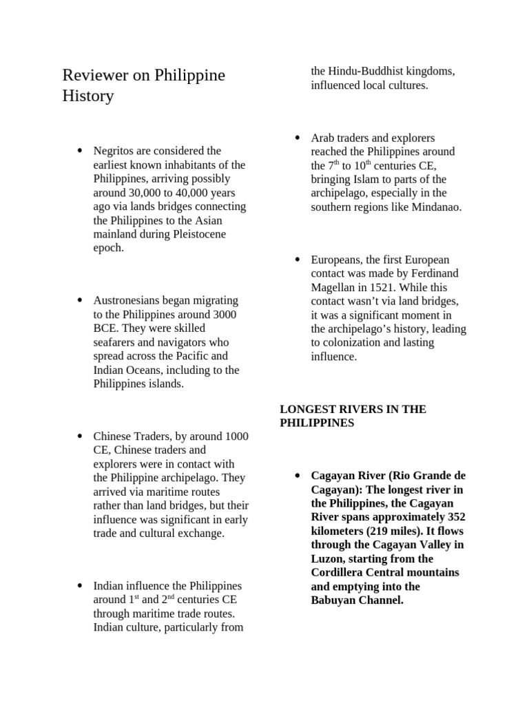 Riviewer On Philippine History | PDF