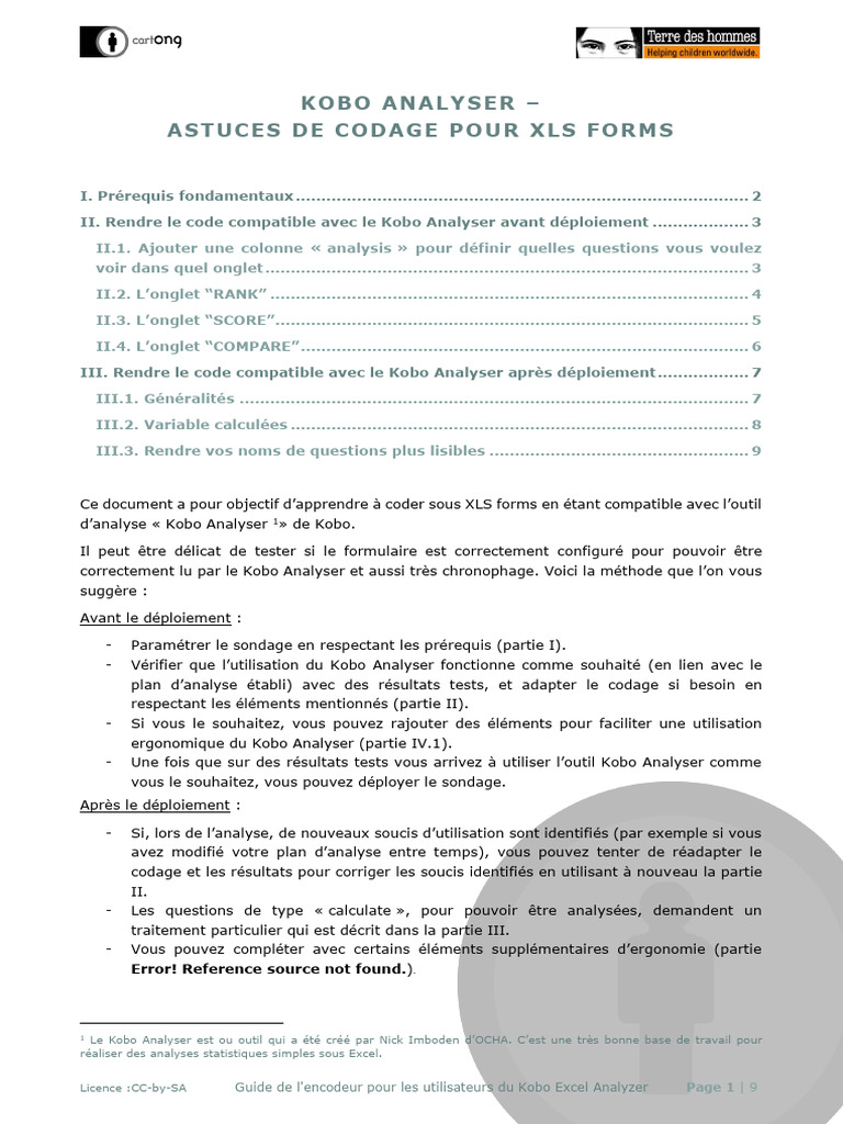 Guide de L'encodeur Pour Les Utilisateurs Du Kobo Excel Analyser | PDF