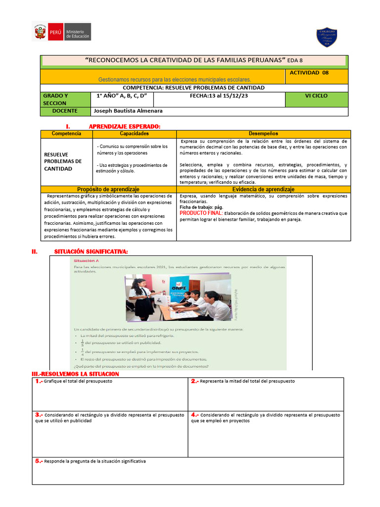 1°ficha 8 - Eda 8 | PDF
