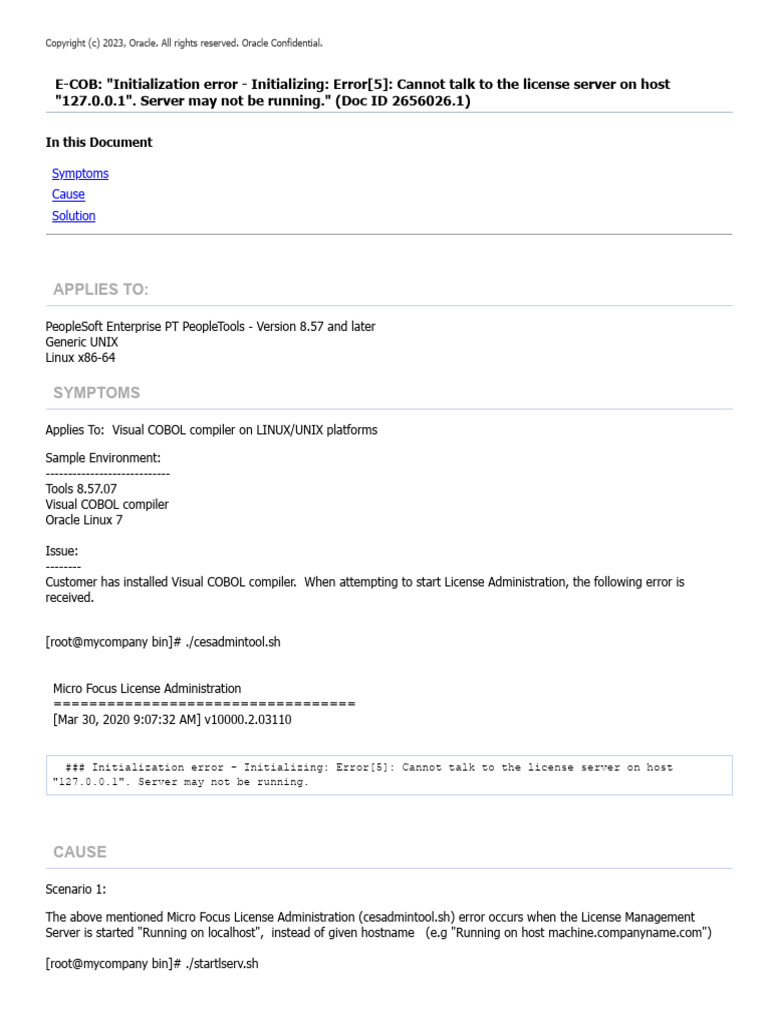 E Cob Initialization Error Initializing Error 5 Cannot Talk To The License Server On Host