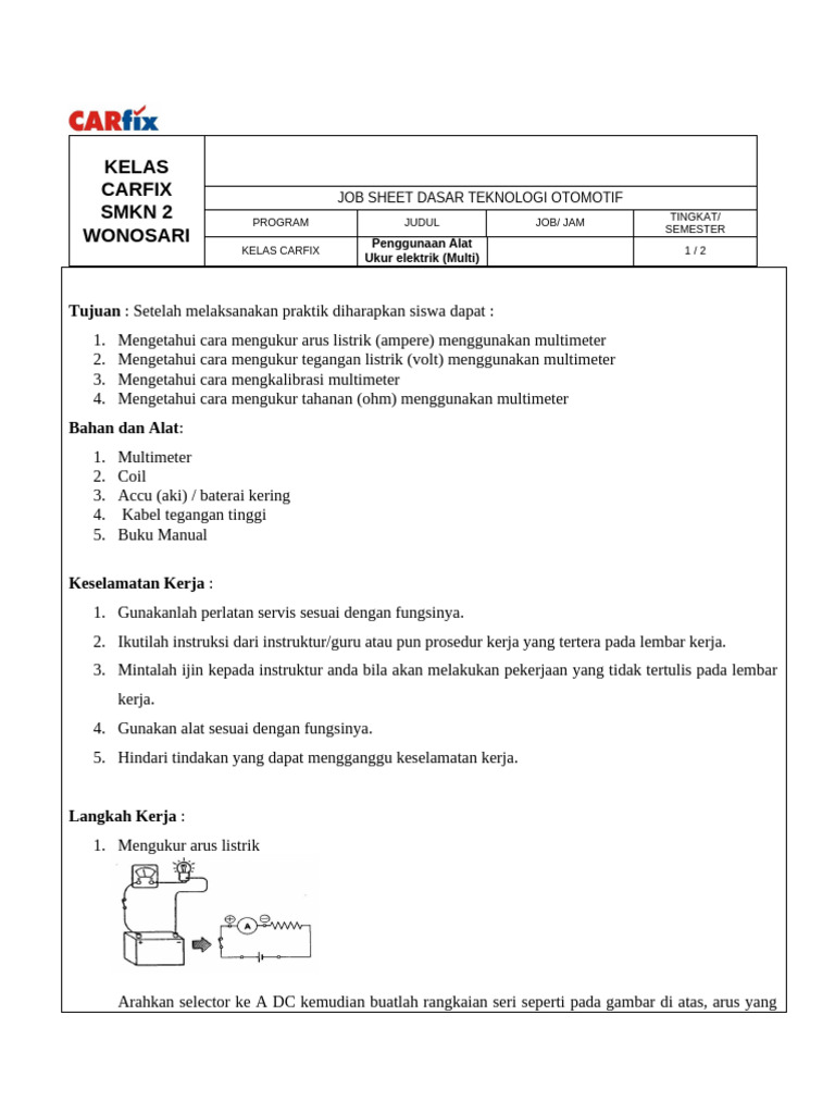 job sheet multimeter | PDF