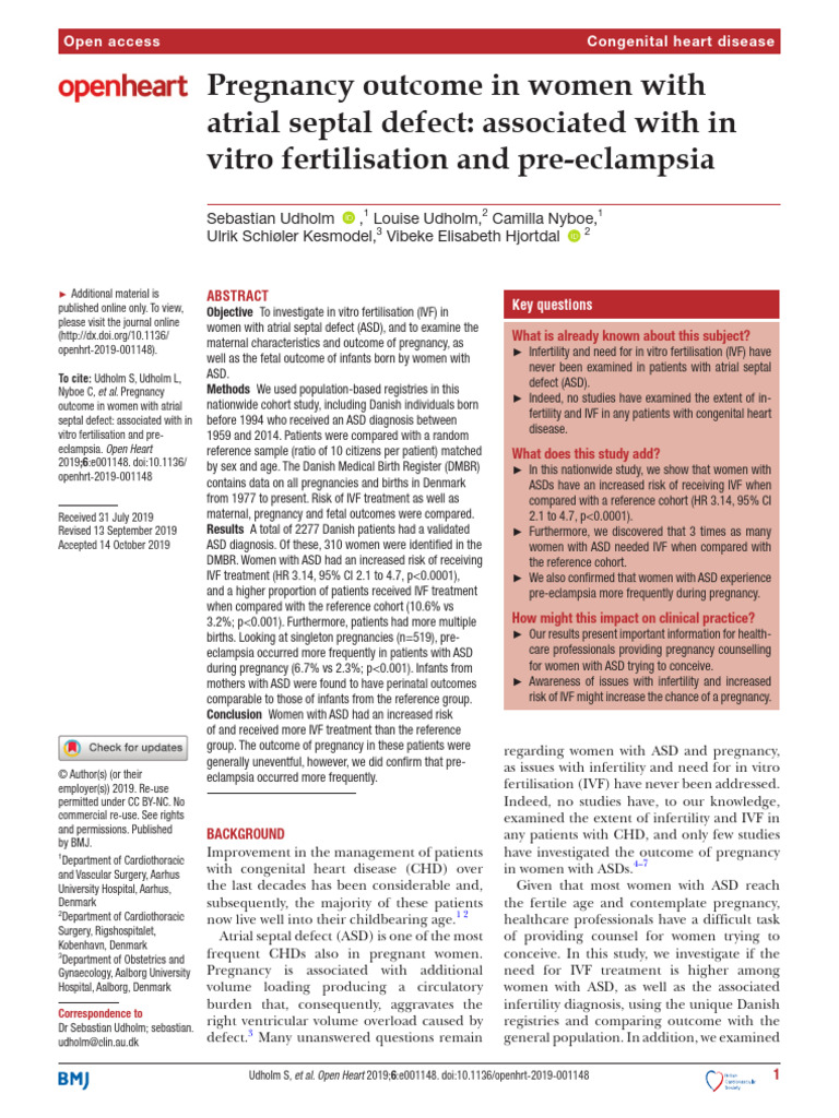Pregnancy Outcome With ASD | PDF