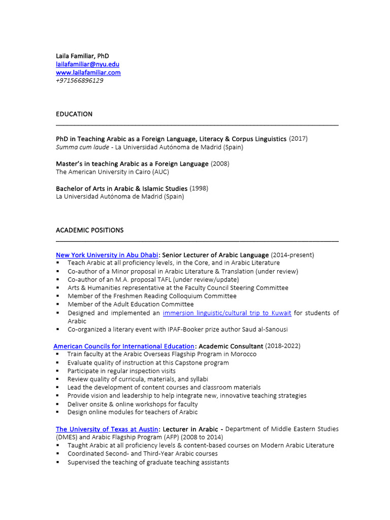 Laila Familiar CV | PDF