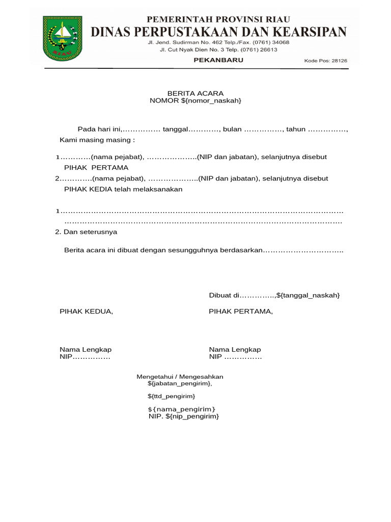 Format BERITA ACARA | PDF