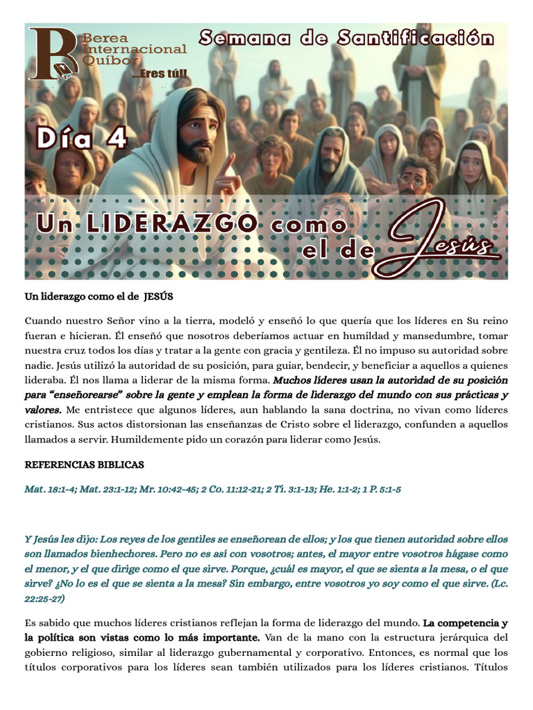 Día 4 - Un LIDERAZGO Como El de Jesús | PDF