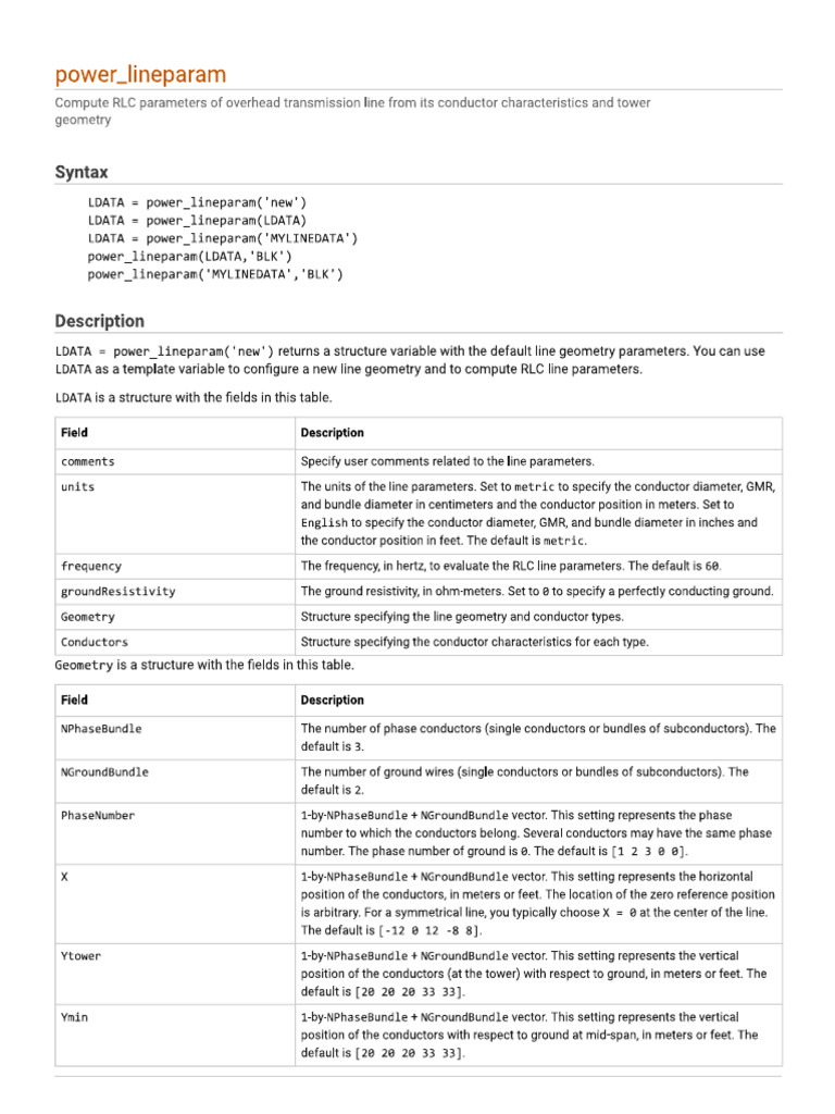 Power Lineparam | PDF