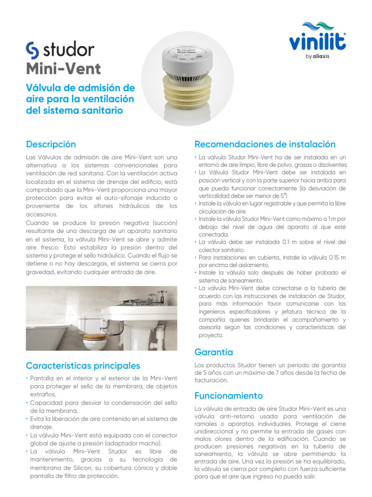 Ficha Tecnica_Studor Mini Vent | PDF