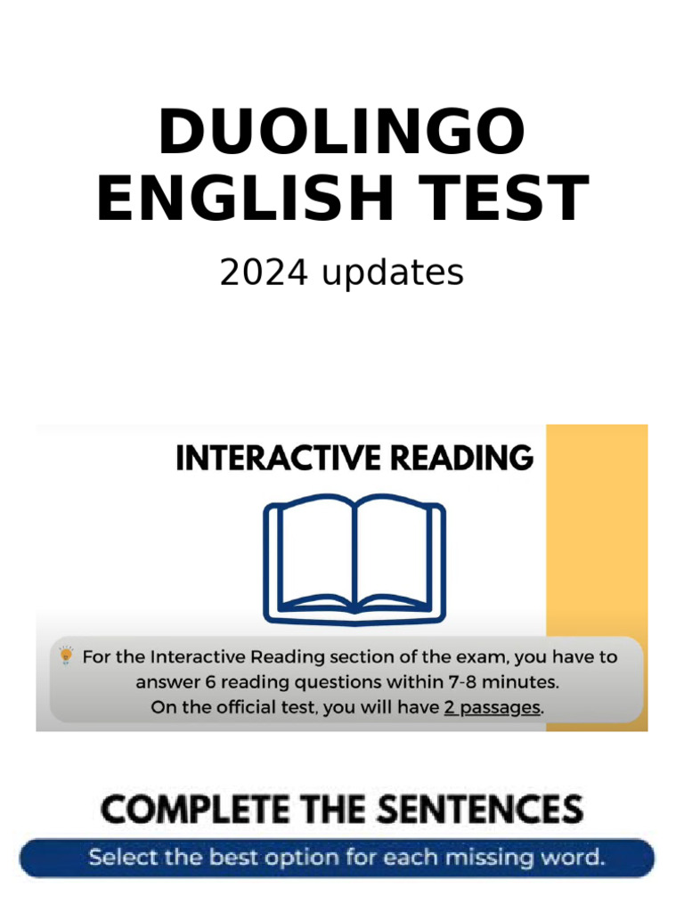 6 - DUOLINGO ENGLISH TEST - Interactive Reading | PDF