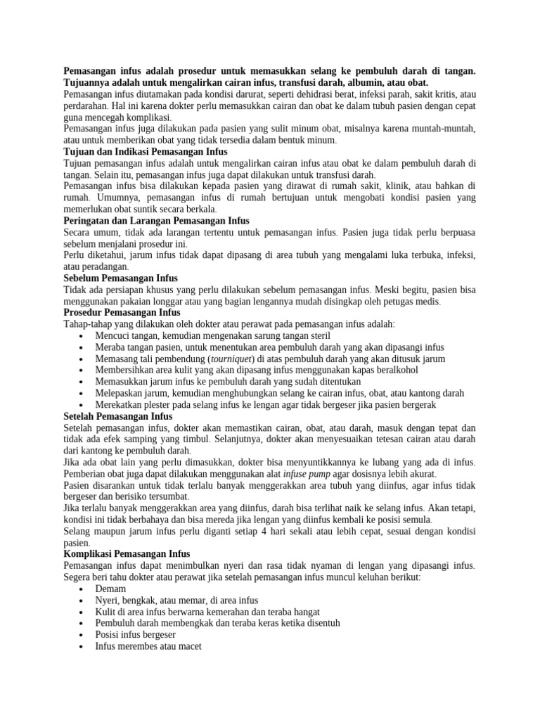 Pemasangan Infus | PDF