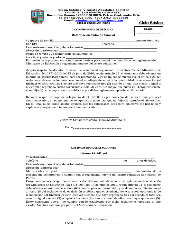Hoja de Compromiso Básico | PDF