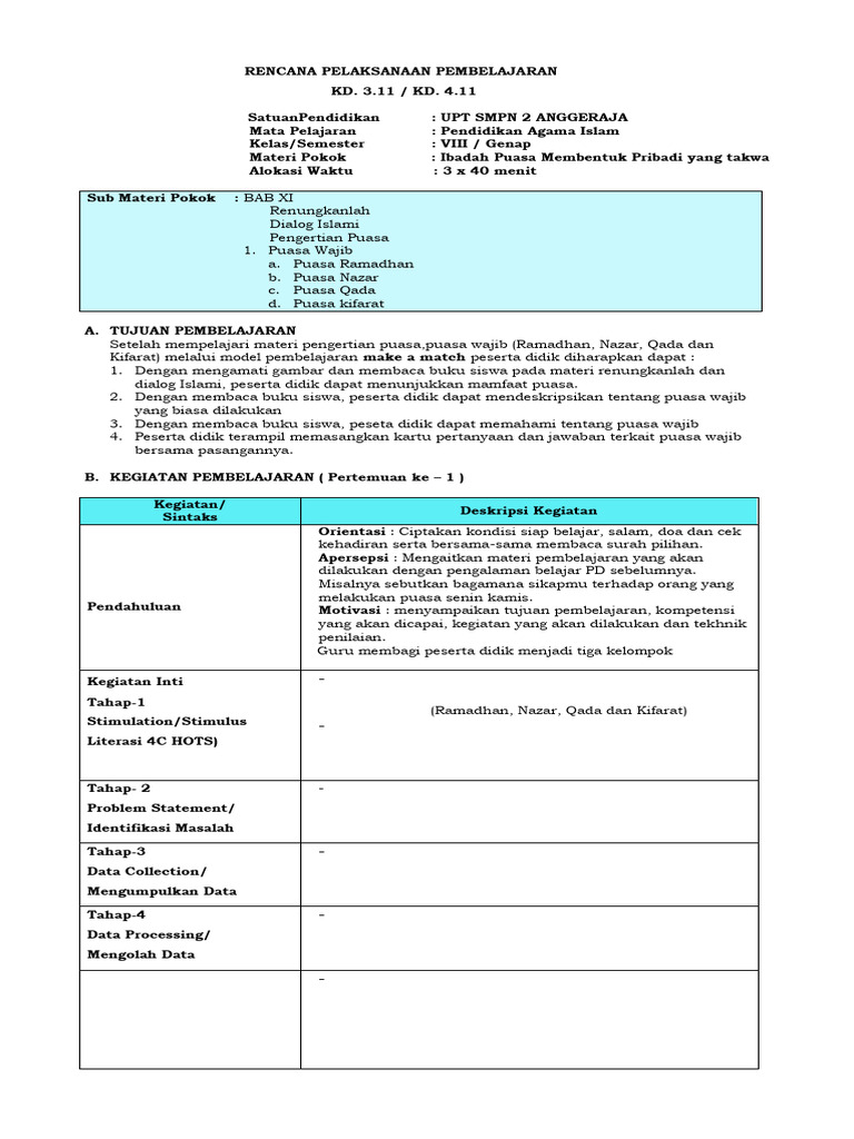 RPP Lengkap LKPD | PDF
