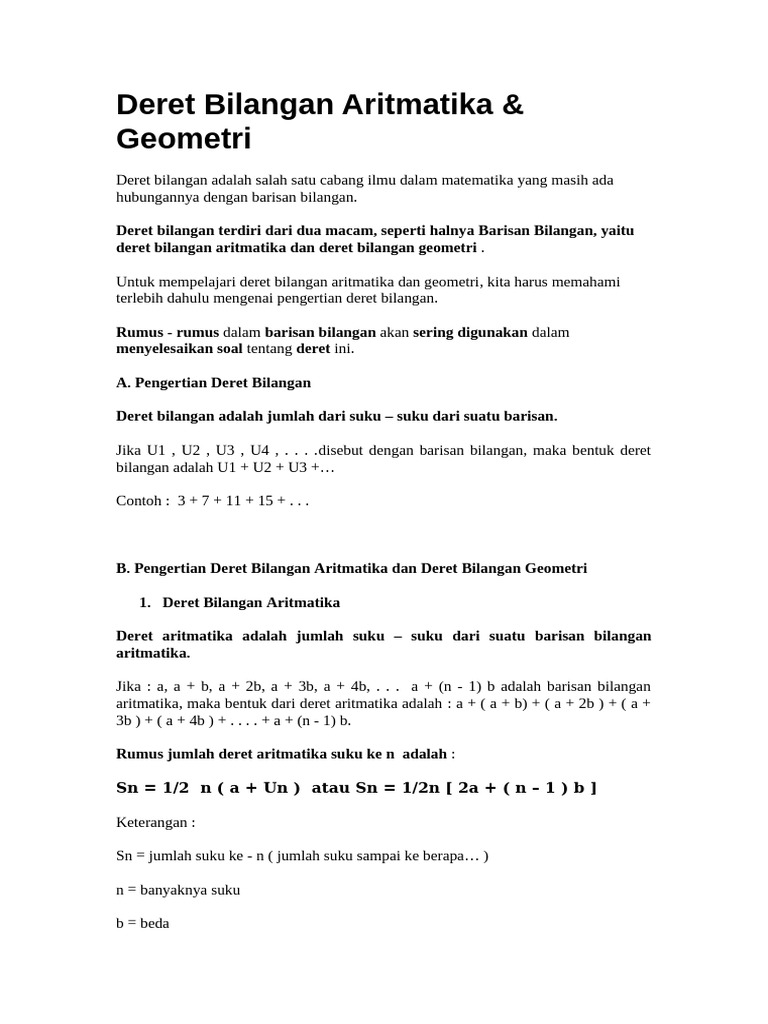 Deret Aritmatika Dan Geometri Pdf