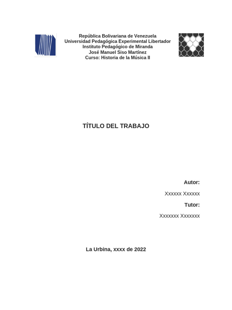 Modelo Portada Trabajos Escritos UPEL 2022 | PDF