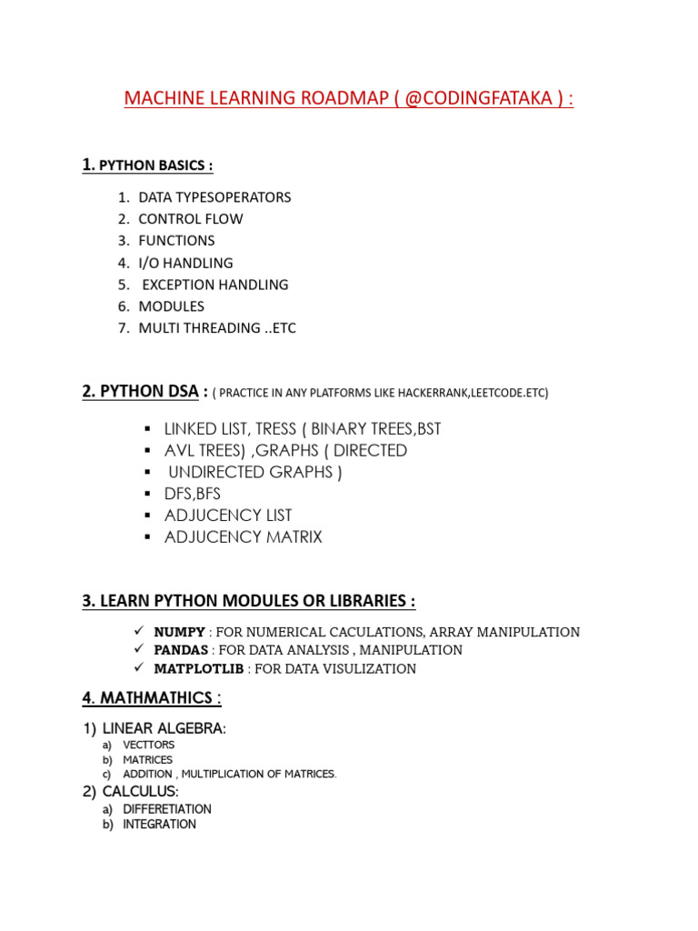 Machine Learning Roadmap | PDF