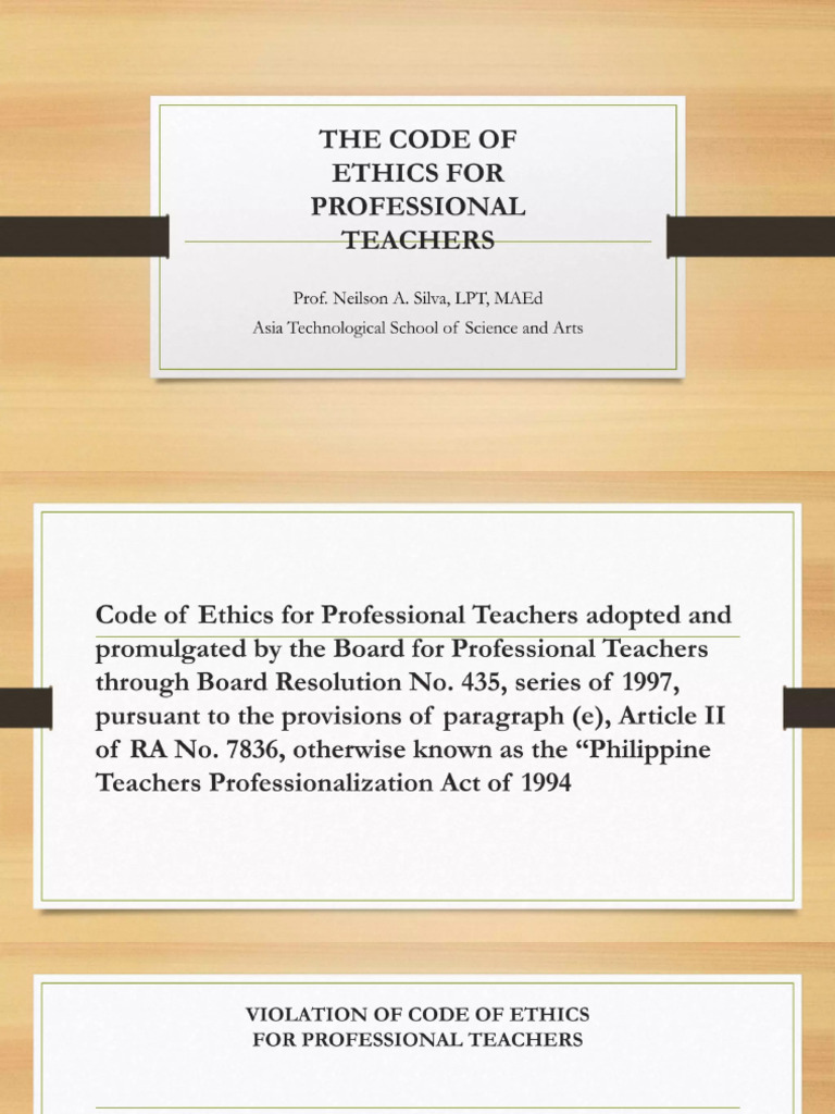 Code of Ethics For Teachers | PDF