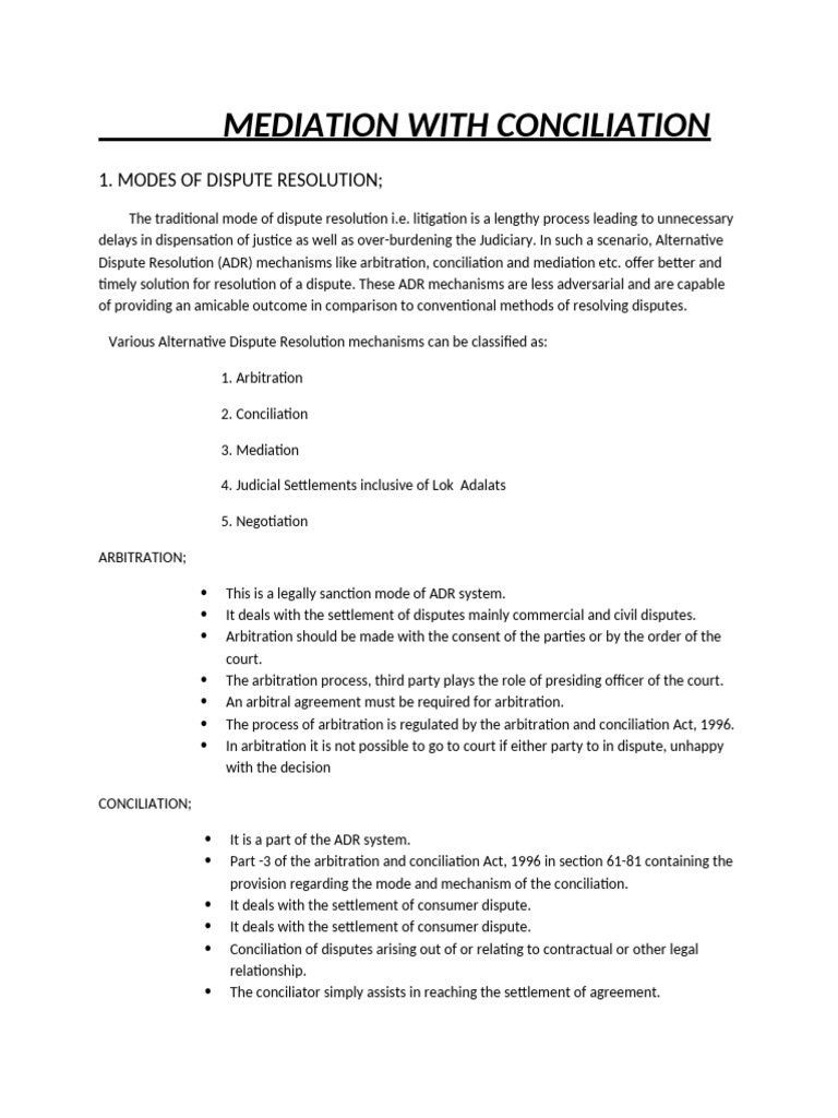 Mediation With Conciliation | PDF | Alternative Dispute Resolution | Mediation