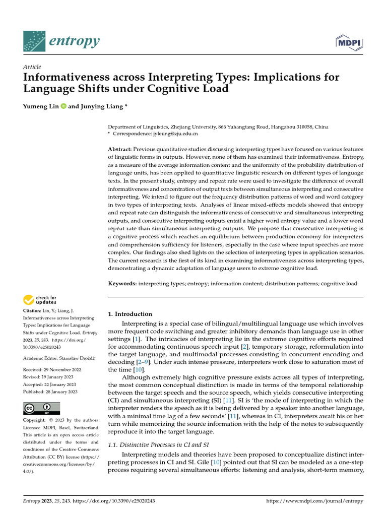 Informativeness Across Interpreting Types - Implications For Language ...