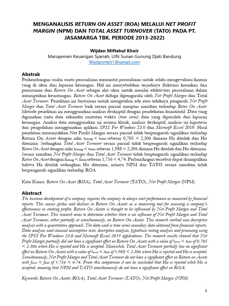 Article Menganalisis Return On Asset (ROA) Melalui Net Profit Margin ...