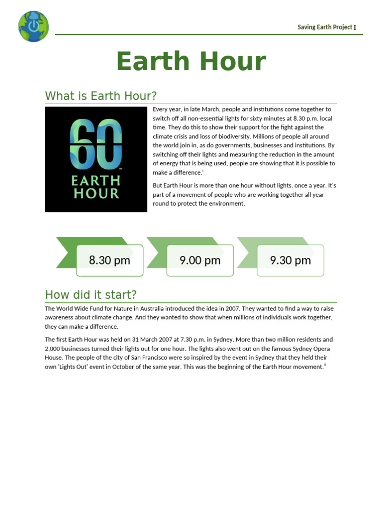 Earth Hour | PDF