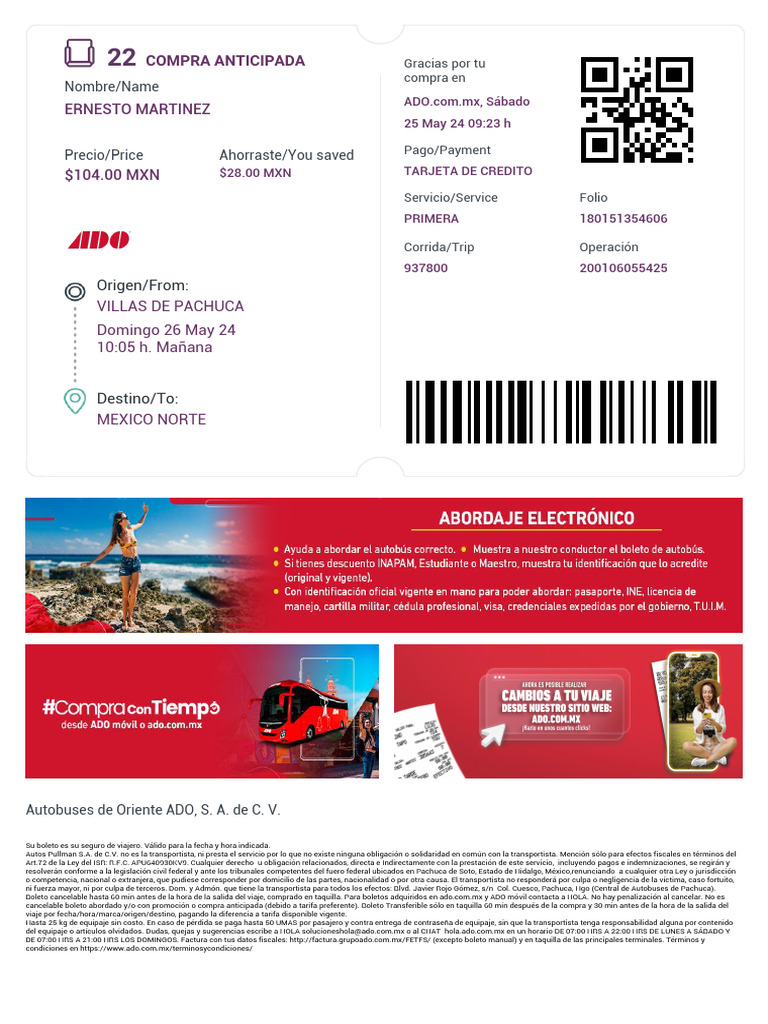 Tu Boleto ADO | PDF