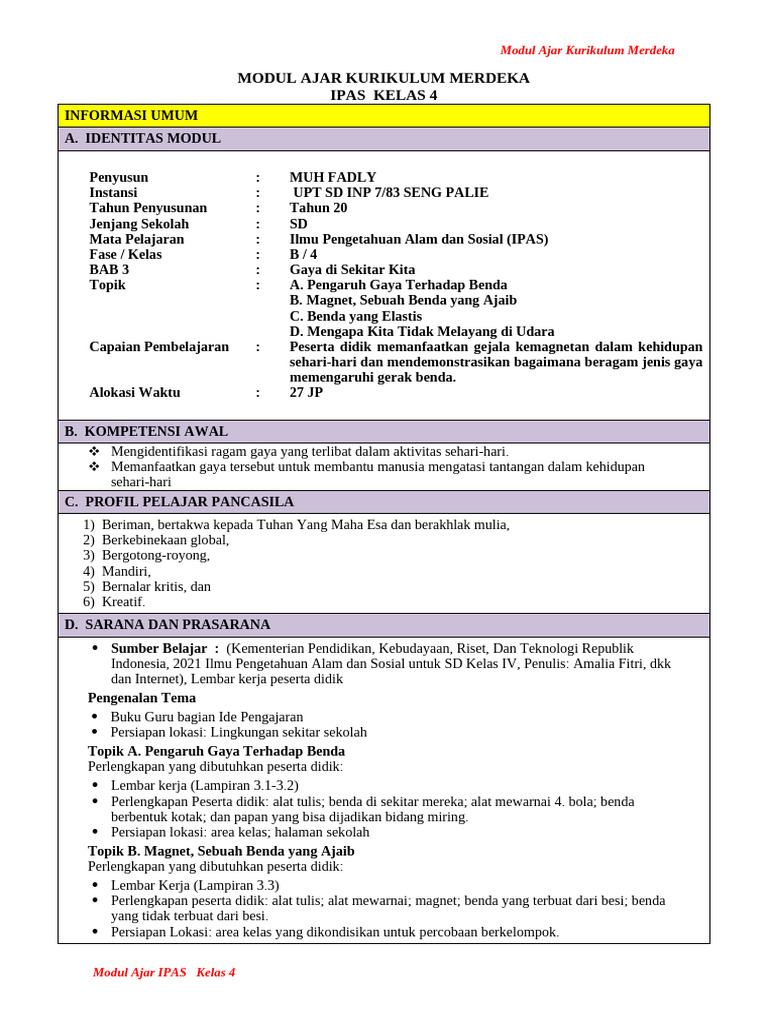 Modul Ajar IPAS BAB 3 | PDF
