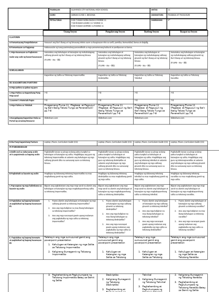 DLL Pagbasa Week 2 | PDF