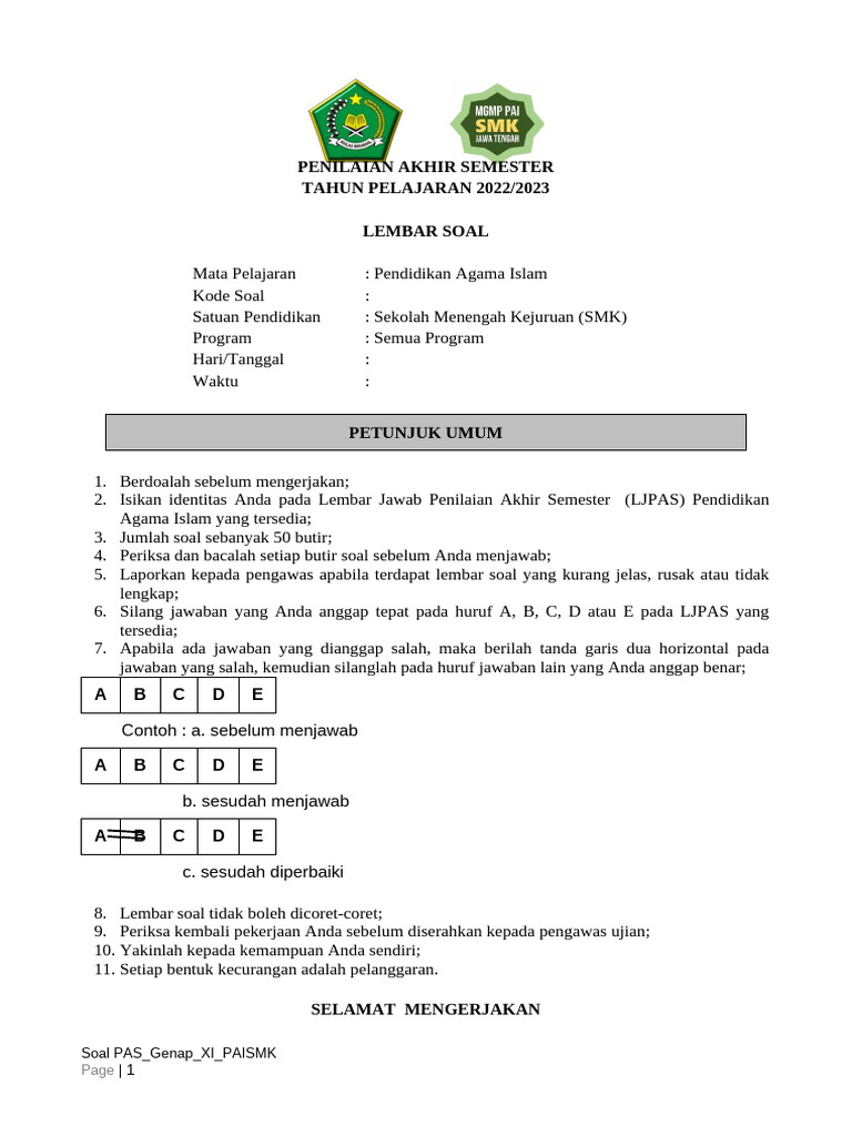 Soal - XI - K.13 - 2223 | PDF