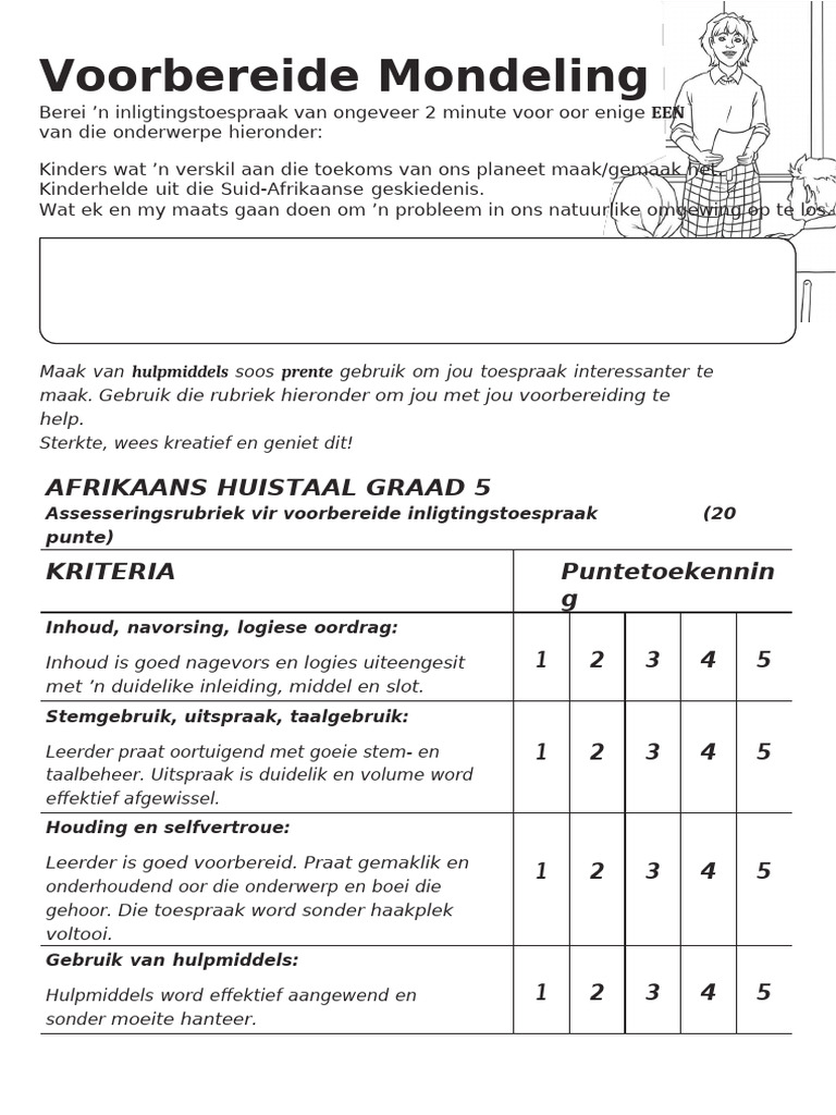 Mondeling Onderwerpe en Aktiwiteit - Ver - 1 | PDF