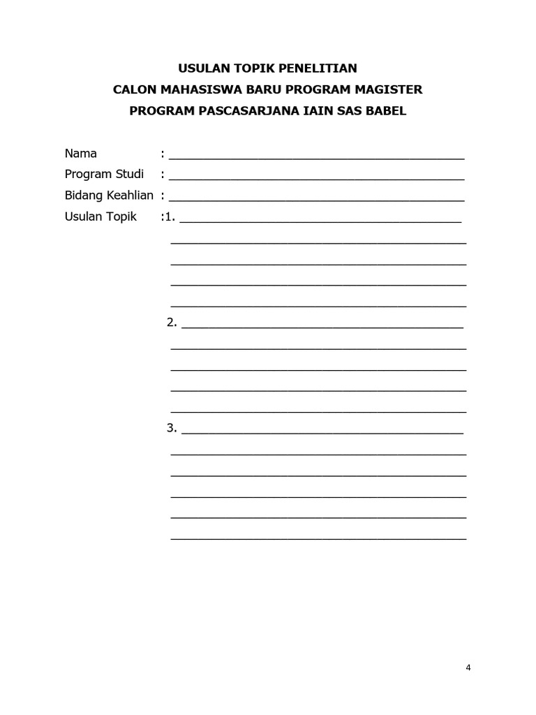 Form Usulan Topik Penelitian | PDF