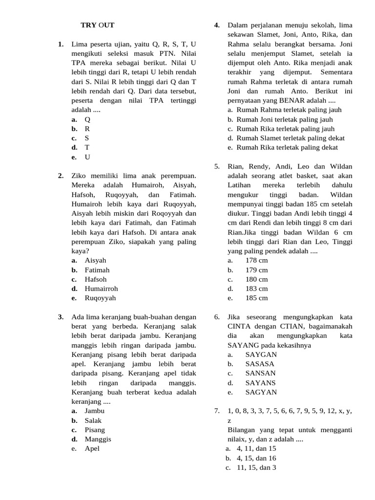 Soal Penalaran Umum | PDF