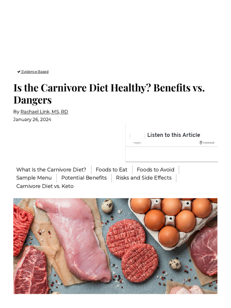 Carnivore Diet: Pros and Cons | PDF | Foods | Dieting