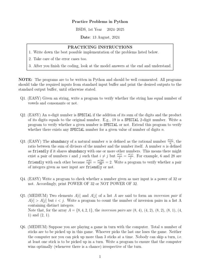Practice Problems 1 | PDF