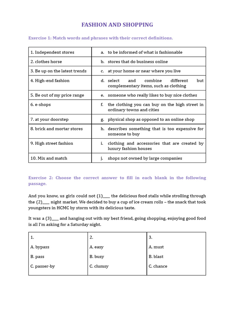 l18. Fashion and Shopping | PDF