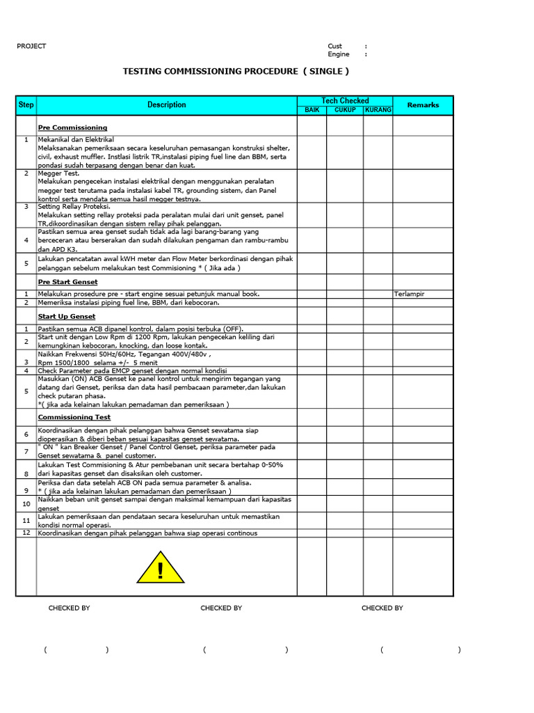Test - Comm - Single Genset | PDF | Power Engineering | Engines