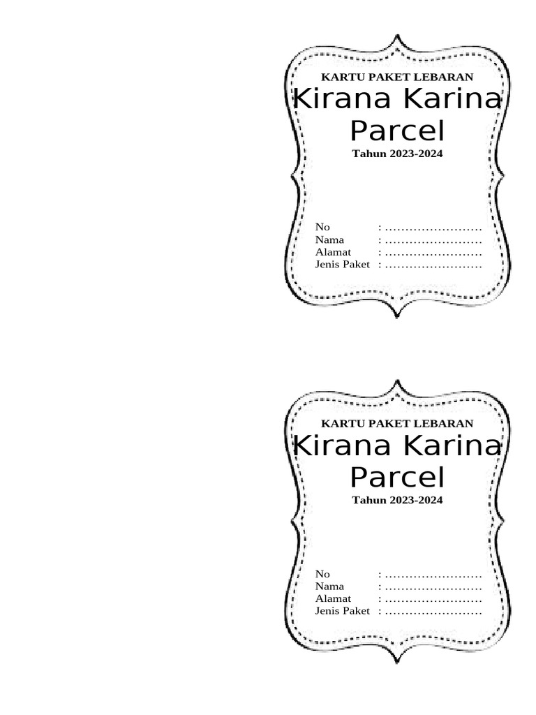 Kartu Paket Lebaran | PDF
