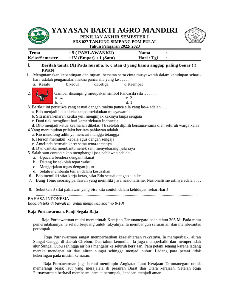 Soal Pas Tema 5 | PDF