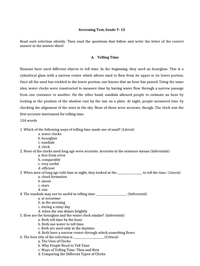 1 Group Screening Test | PDF